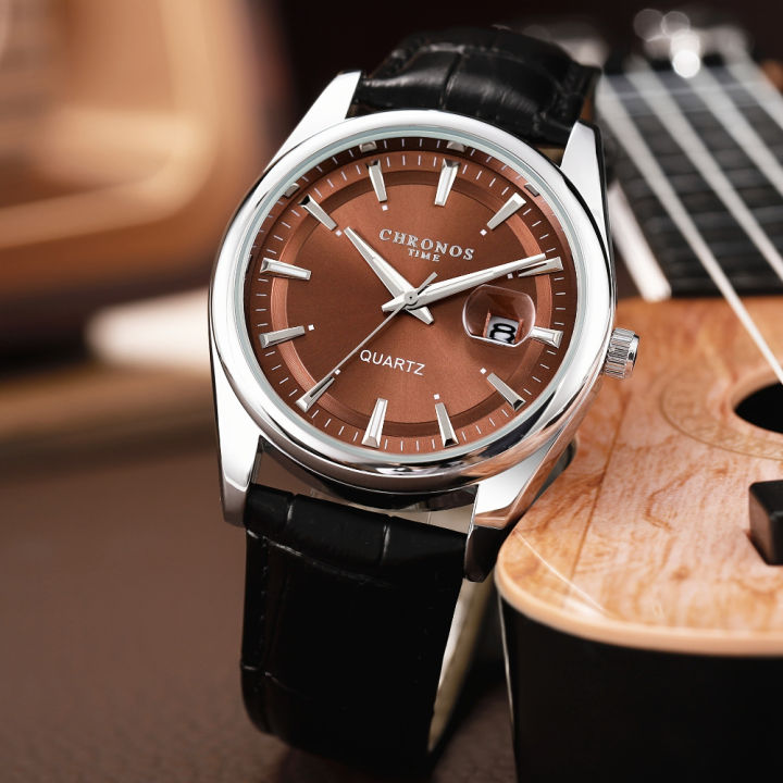 CHRONOS Men Classic Quartz Wrist Watch with Calendar Luminous Dial ...