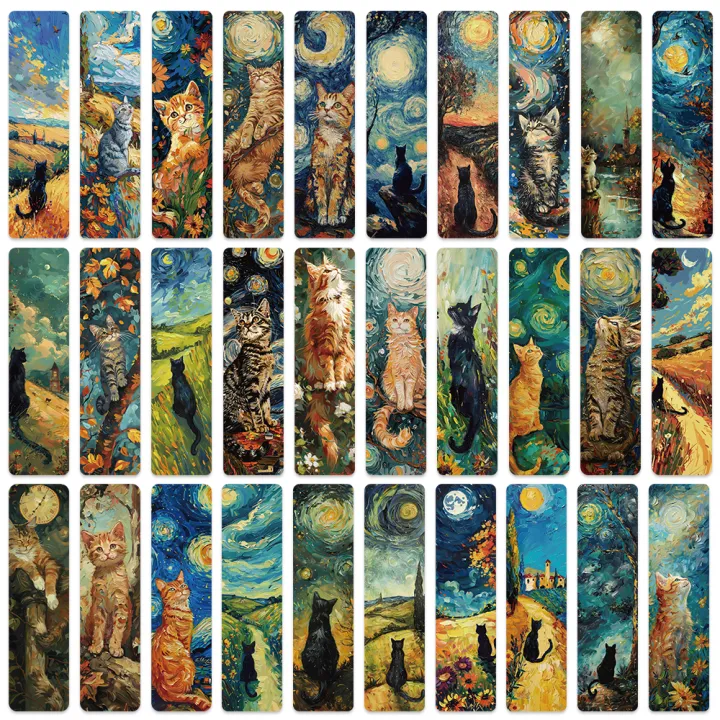 30PCS Picturesque Kitten Bookmarks Book Cute Cat Themed Book Marks ...