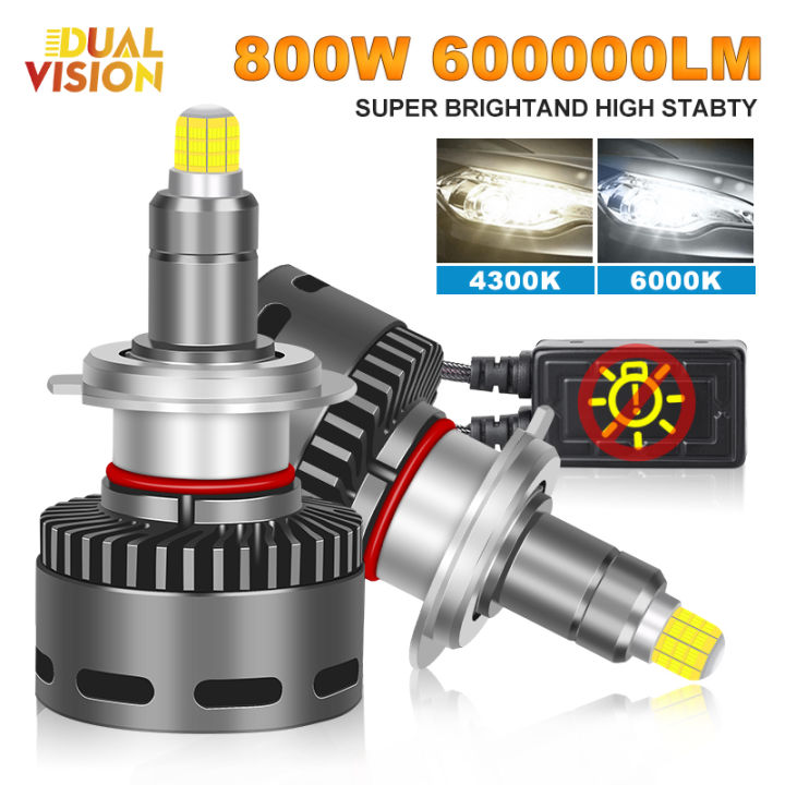2PCS 800W H7 H11 LED 360 Canbus 9012 H9 H1 H8 D2S HB3 9005 HB4 9006 LED ...