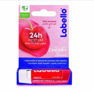 Labello Cherry Shine Lip Balm with Soft Red Shine and Shimmer Pigments ...