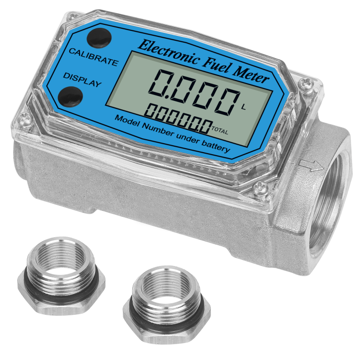 1" Digital Turbine Flow Meter with 3/4" Adapters, for Measuring Water ...