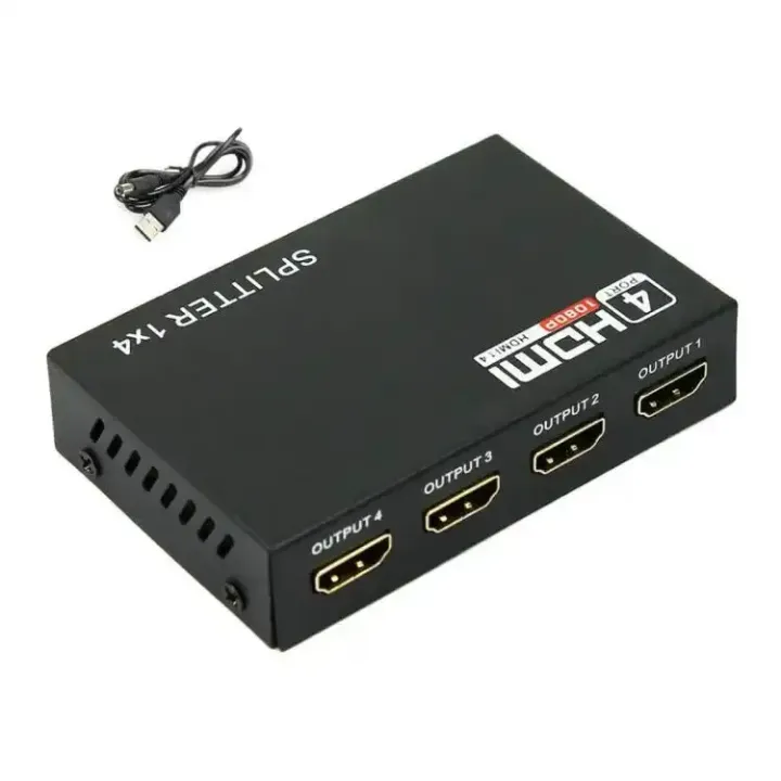 HDMI Splitter 1X4 4 Port Full HD Hub Repeater Amplifier v1.4 3D 1080p 1 ...