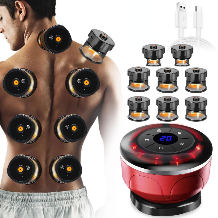 8 Cups Electric Cupping Massager Gua Sha Vacuum Suction Cups Ems Anti ...