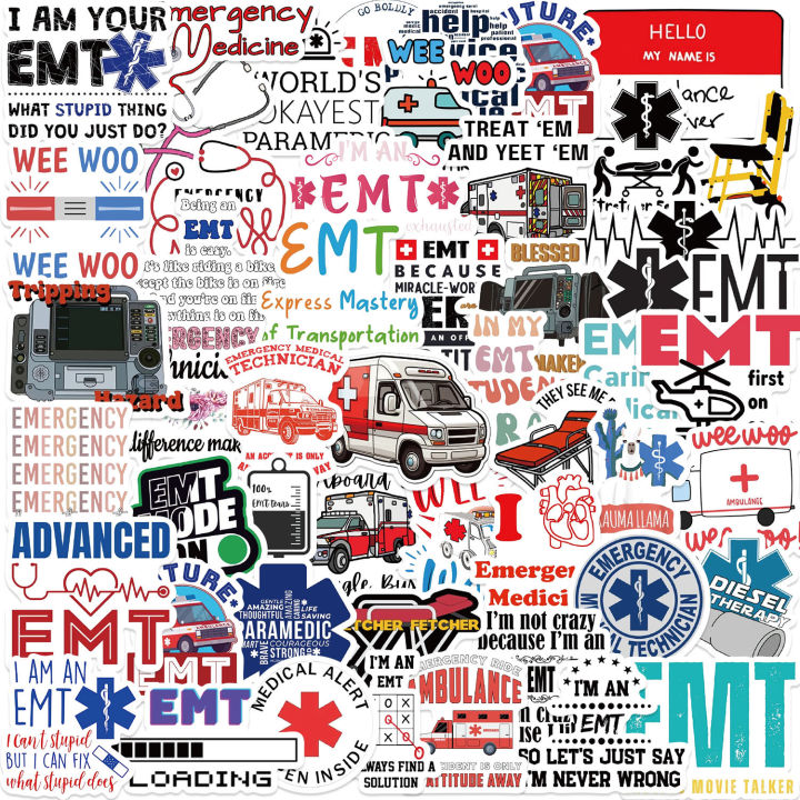 50Pcs Emergency Medical Technician Stickers, EMT Stickers for Water ...