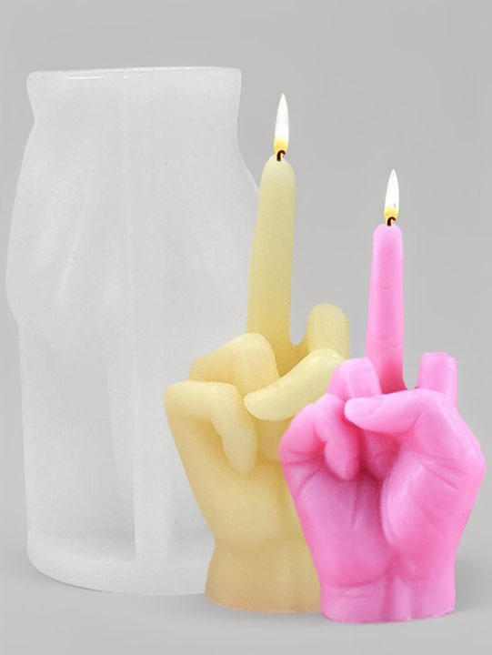 Minimalist middle finger gesture; silicone mold for plaster fragrance ...