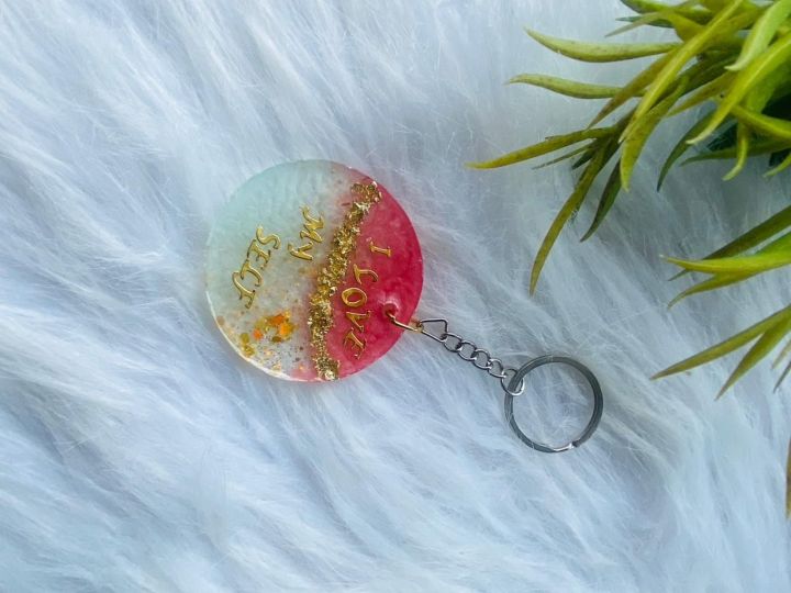 Epoxy Resin Key Tag - Crystal clear epoxy-silver and gold sprinkles ...