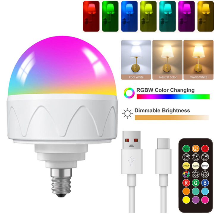 Rechargeable Electromagnetic Light Bulb E12, Dimmable With 3 Color ...