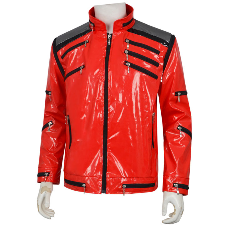 Man Red Jacket Cosplay Costume With Zippers Black Trimm Men's Classic ...