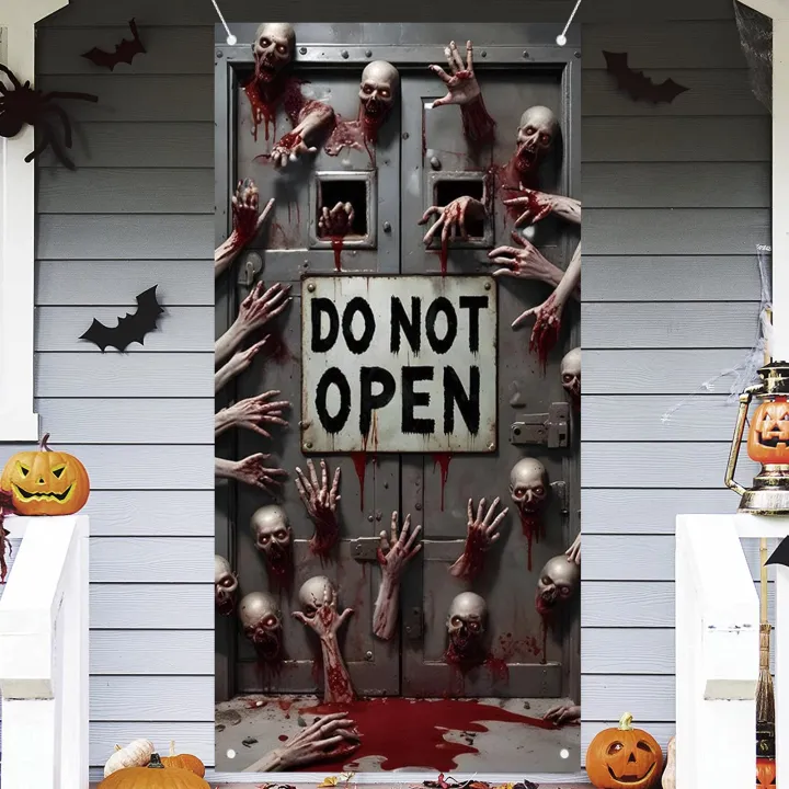 Halloween Door Cover Banner ,DO NOT OPEN Sign Scary Theme Decor for ...