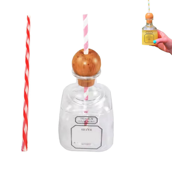 Patron Bottles Empty For Drinks, Reusable Cups With Straw Hole, Plastic ...