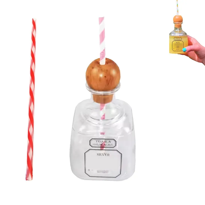 Patron Bottles Empty For Drinks, Reusable Cups With Straw Hole, Plastic ...