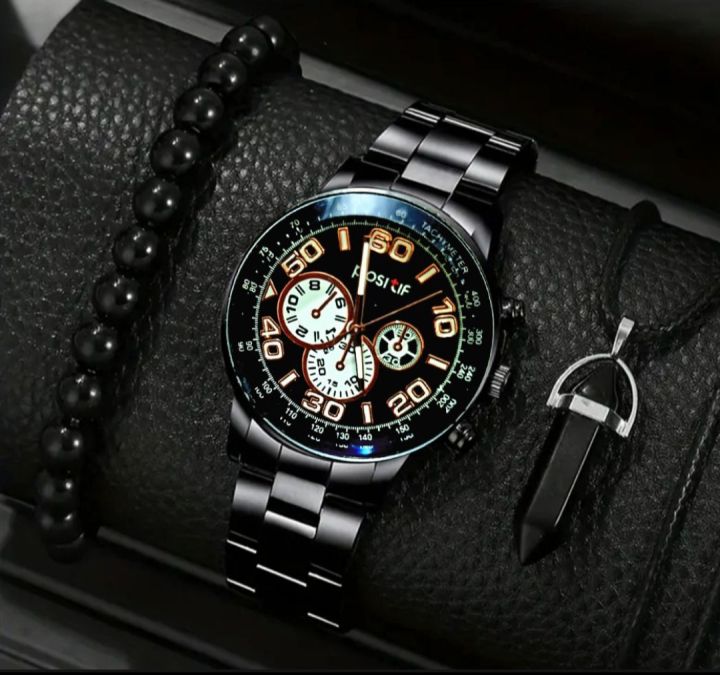 PACK OF 3 TOP TRENDING BLACK CASUAL WATCH DEAL AMAZING BALCK CASUAL ...