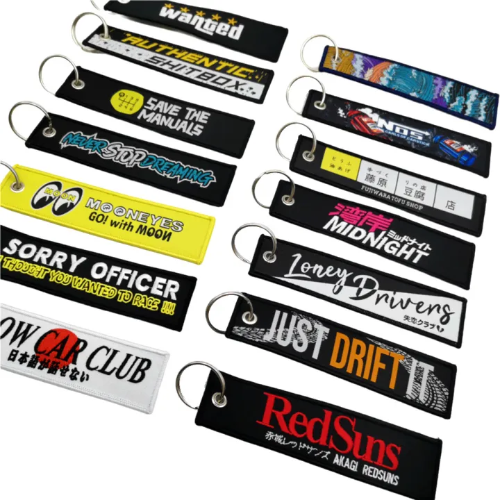 New JDM Racing Japan Keyring Embroidered Nylon Fabric Keychain Moto ...