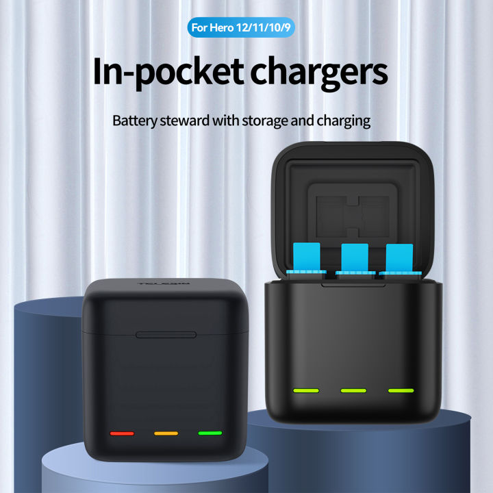 TELESIN Portable Battery Charger Fast Charging for GoPro Hero12 Battery ...