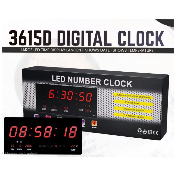JH-3615 Digital LED Wall Clock, Length 36 cm with Calendar and ...