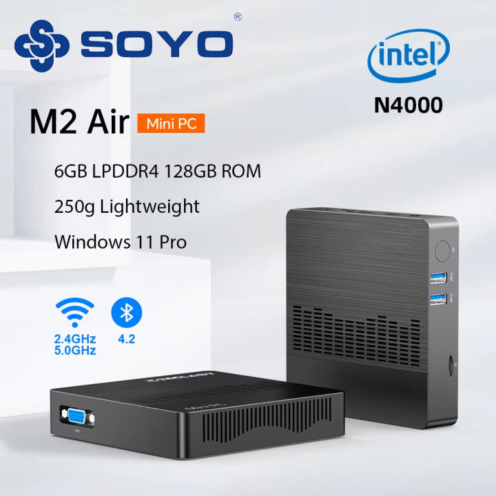 SOYO M2 Air Mini PC: Powerful 6GB RAM, 128GB EMMC, Intel N4000, Windows 11 Pro - Compact & Ideal ...