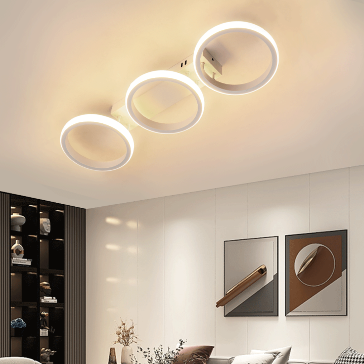 Modern Ceiling Lights 3 Rings Dimmable Chrome LED Ceiling Light ...