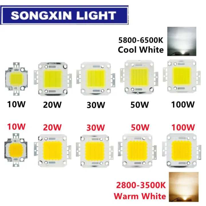 1PCS 10W 20W 30W 50W 100W White/Warm white LED CHIP Integrated High ...