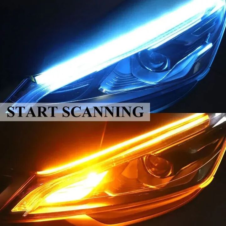 2PCS 30CM Car Daytime Running Light Flexible Strip Ice Blue Turn Signal ...