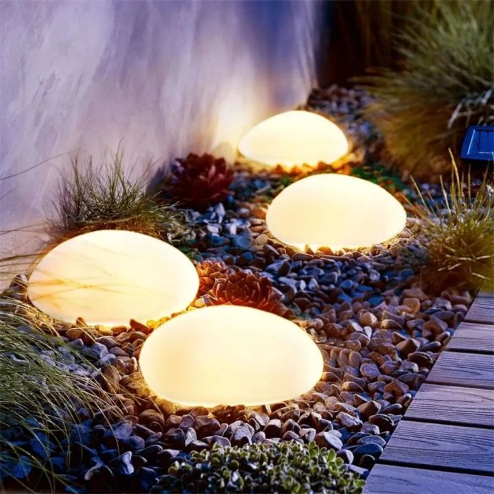 Frosted Glass Solar Ground Light Outdoor Solar Pebble Lamp Wireless ...