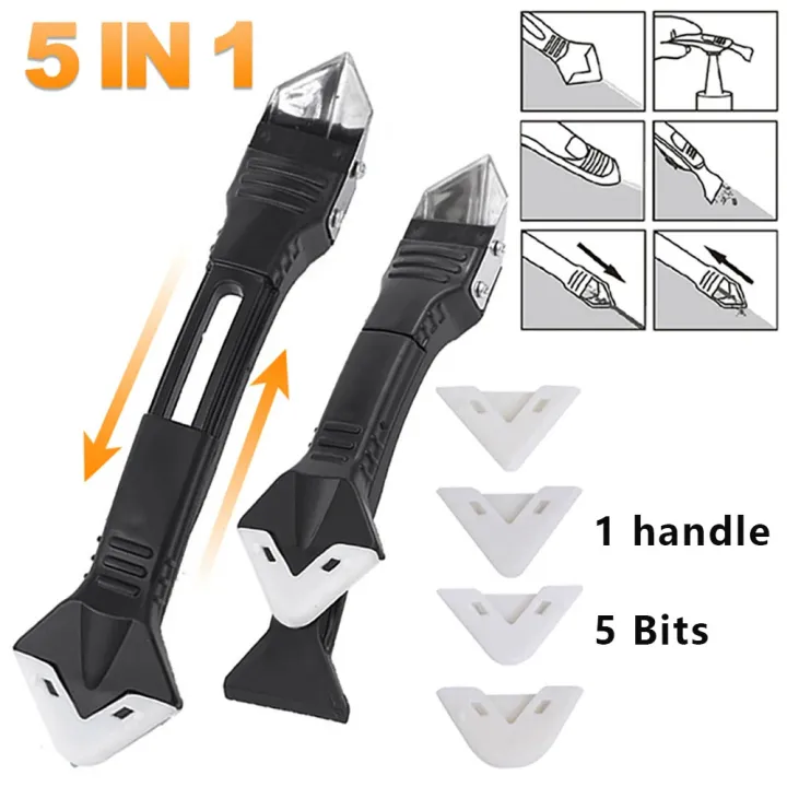 5 in 1 Metal Head Shovel Glue Tool Kit: Silicone Spatula, Caulk Remover ...