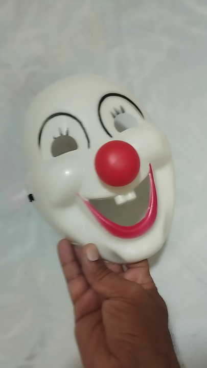 Scary Clown Joker Mask with Red Nose – Plastic Horror Mask for ...