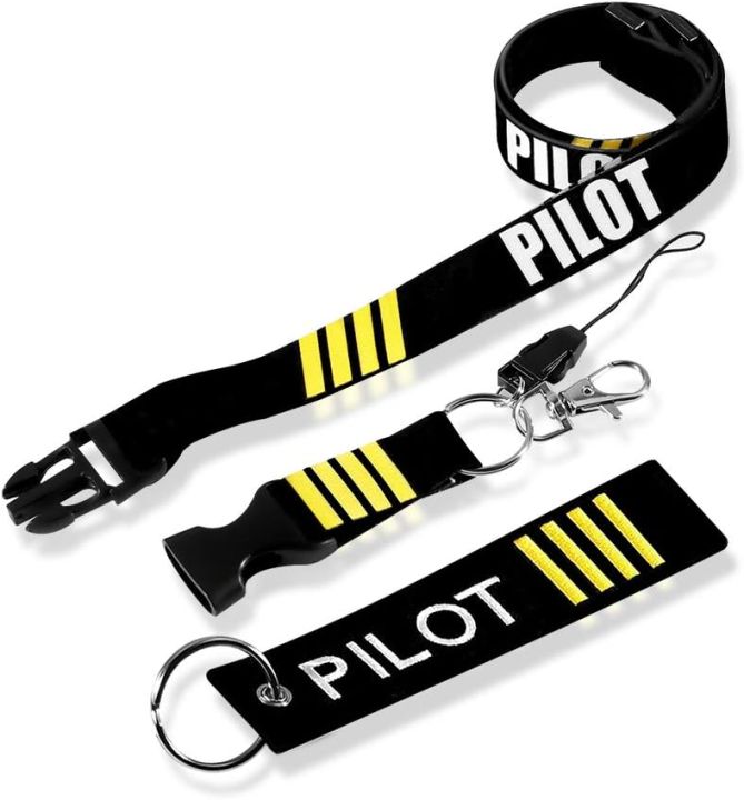 Pilot Lanyard 4 Stripes for Keys with Detachable Safety Buckle Traveler ...