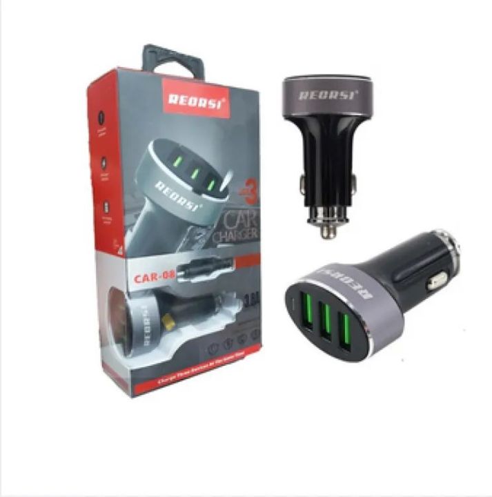 RECRSI 3.8 A USB 3 Car Charger and Lightning Cable 12V-24V | Daraz.lk