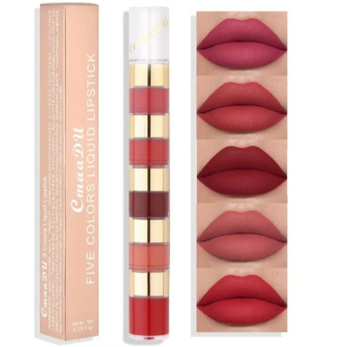 CmaaDU Five Colors Liquid Matte Lipstick Waterproof 5ml - CmaaDu 5 In 1 ...