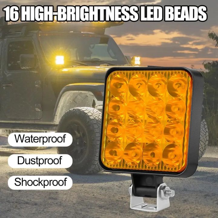1PCS 12V Waterproof Led Work Light Bar Square Spotlight Work Light ...