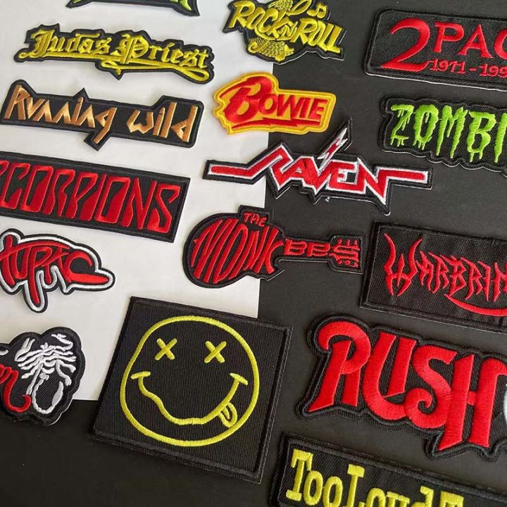 10PCS/Set,Punk Rock Band Clothes Badges Letters Stickers Fabric ...