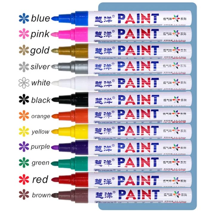 12 Colors White Waterproof Rubber Permanent Paint Marker Pens for ...