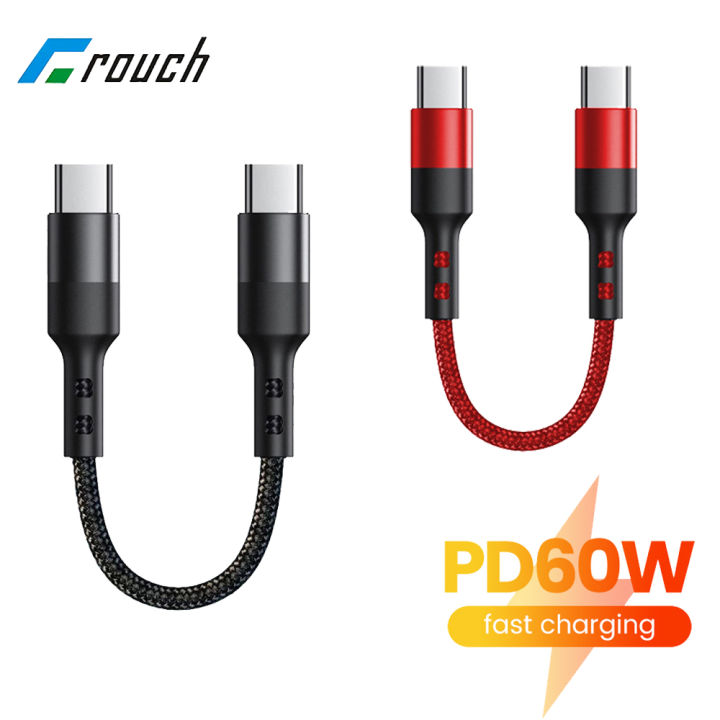 0.3M PD60W Short Type C Cable Nylon USB C To Type C Fast Charging Cable ...
