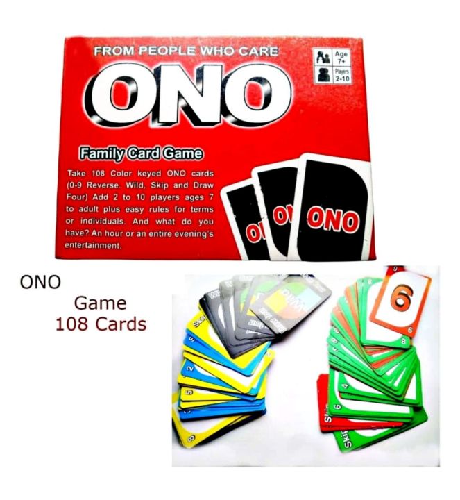 ONO Family Card Game – 108 Cards UNO Style Playing Cards – Fun Party ...