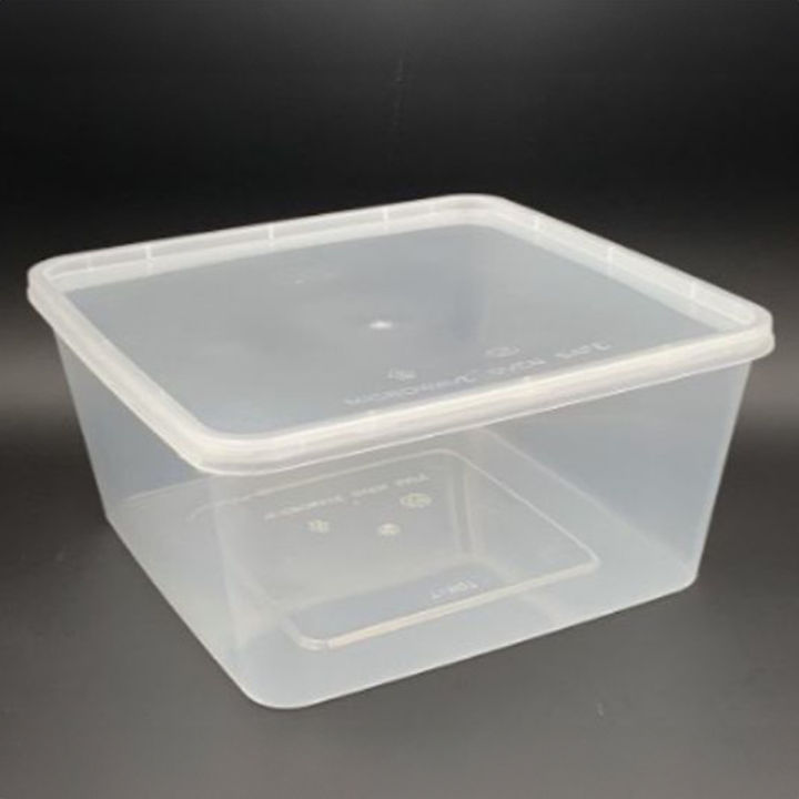 Set of 6 Transparent Plastic Disposable Boxes with 2000ml Capacity ...