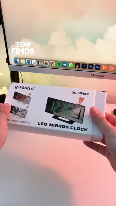 Digital Alarm Clock with 180° Rotating Projector - LED Large Mirror ...