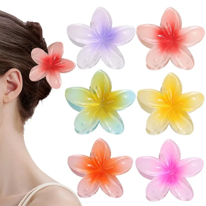 2Pcs Flower Hair Claw Clips for Women Gradient Large Claw Clips for ...