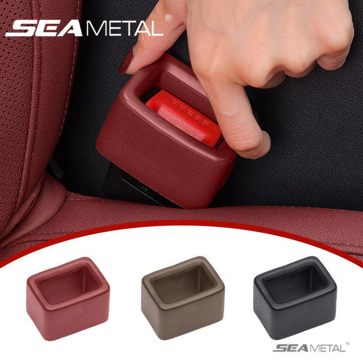 SEAMETAL Car Seat Belt Socket Protector Silicone Jacket Anti-collision ...