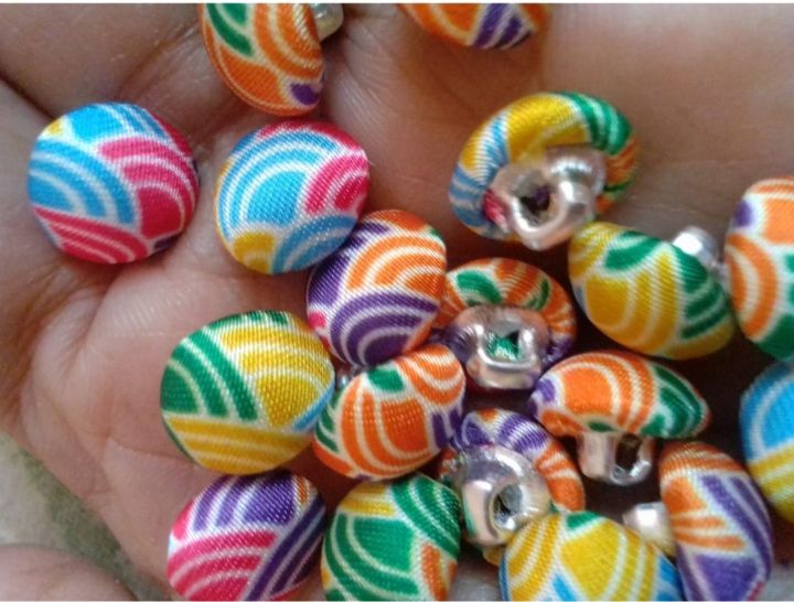 multi colour fabric buttons /pack of 12 fabrics button for clothes ...