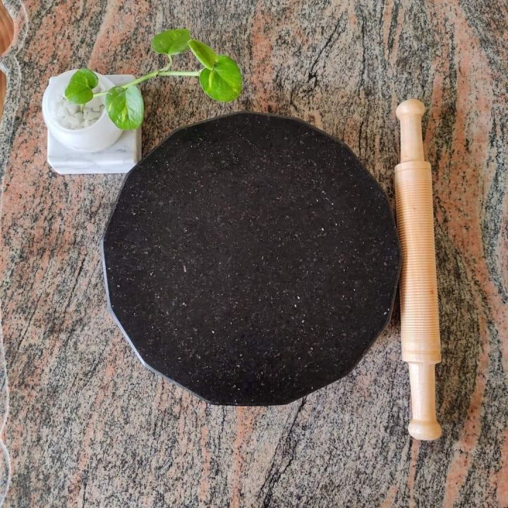 Premium Quality Black Marble Stone/Pathor Roti/RutiMaker with Belon ...