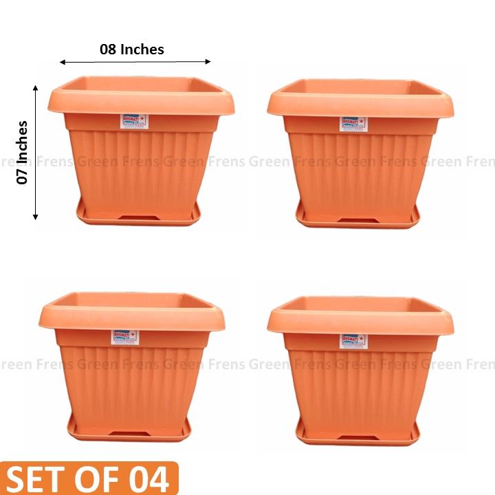 Bagmati 8" Square Flower Pot / Gamala With Plate (Set Of 04) | Daraz.com.np
