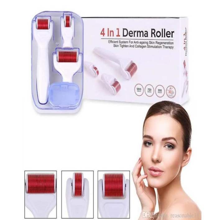 4 in 1 Titanium Derma Roller Kit Micro Needle Therapy Skin Care Scars ...
