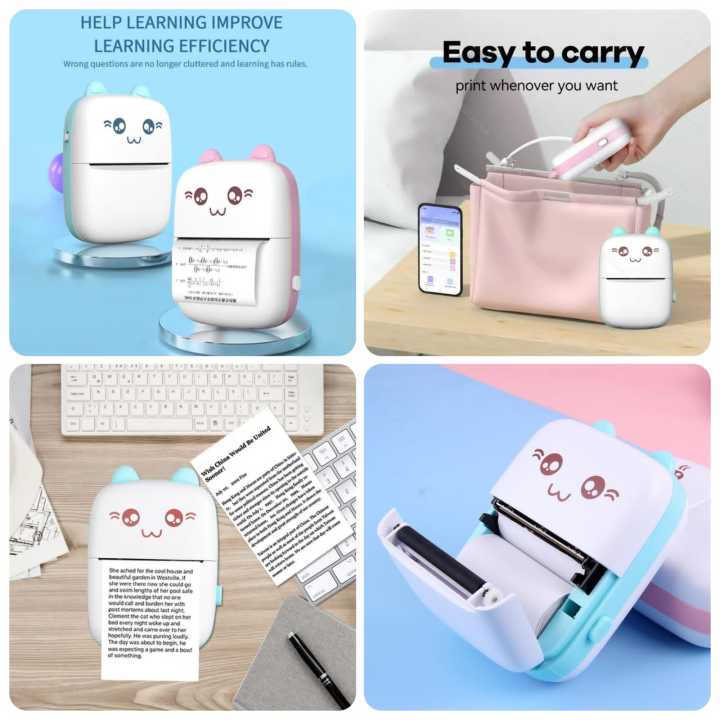 Meow Pocket Printer, Mini Bluetooth Photo Printer, Pocket Printer With ...
