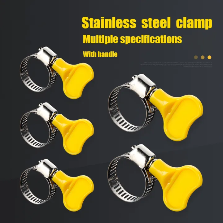 5 pcs 8-44mm Adjustable Yellow Plastic Handle Hand Twist Hose Clamps ...