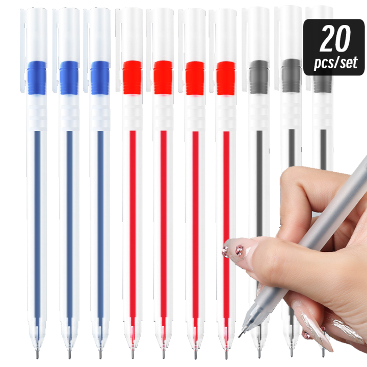20Pcs/set High Quality Needle Type Gel Pens Straight Liquid Ballpoint ...