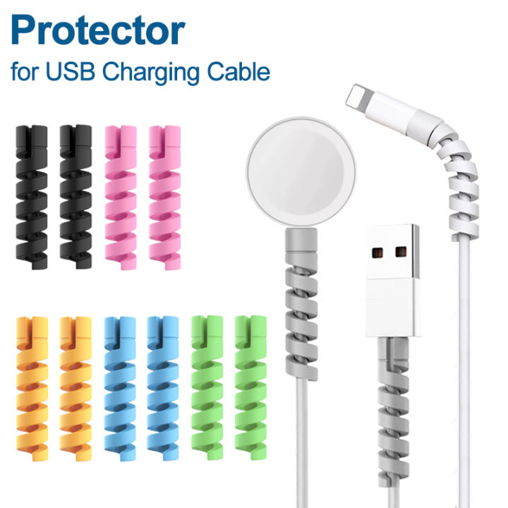 USB Cable Protector Charging Cable Spiral Silicone Protective Sleeve ...