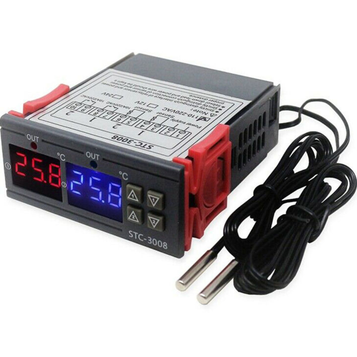 STC-3008 Dual Digital Temperature Controller Two Relay Output 12V 24V ...
