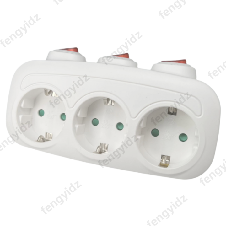 Multi Plug EU Socket Adapter With ON/OFF Individual Switch 250V ...