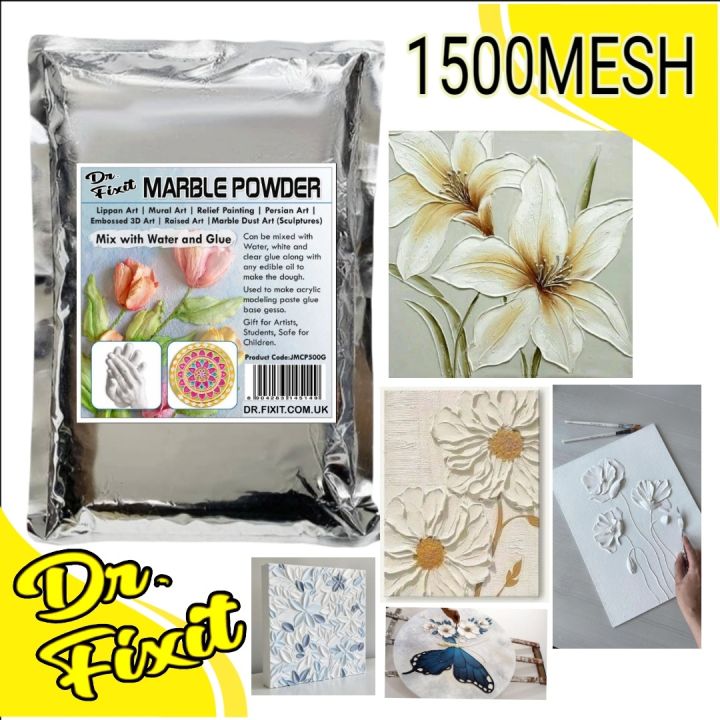 Extra Fine Marble Powder 1500 Mesh Pure White for Art & Crafts (Pack of ...