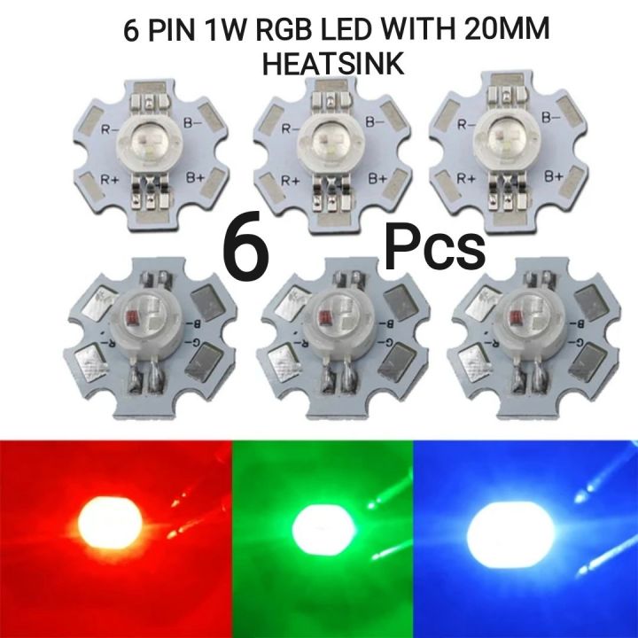 1W RGB Red Green Blue Color in 1 LED High Power LED Light 6 pin With ...